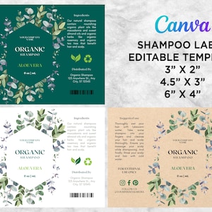 Organic Shampoo Template, Botanical Shampoo Bottle, Conditioner Label ...