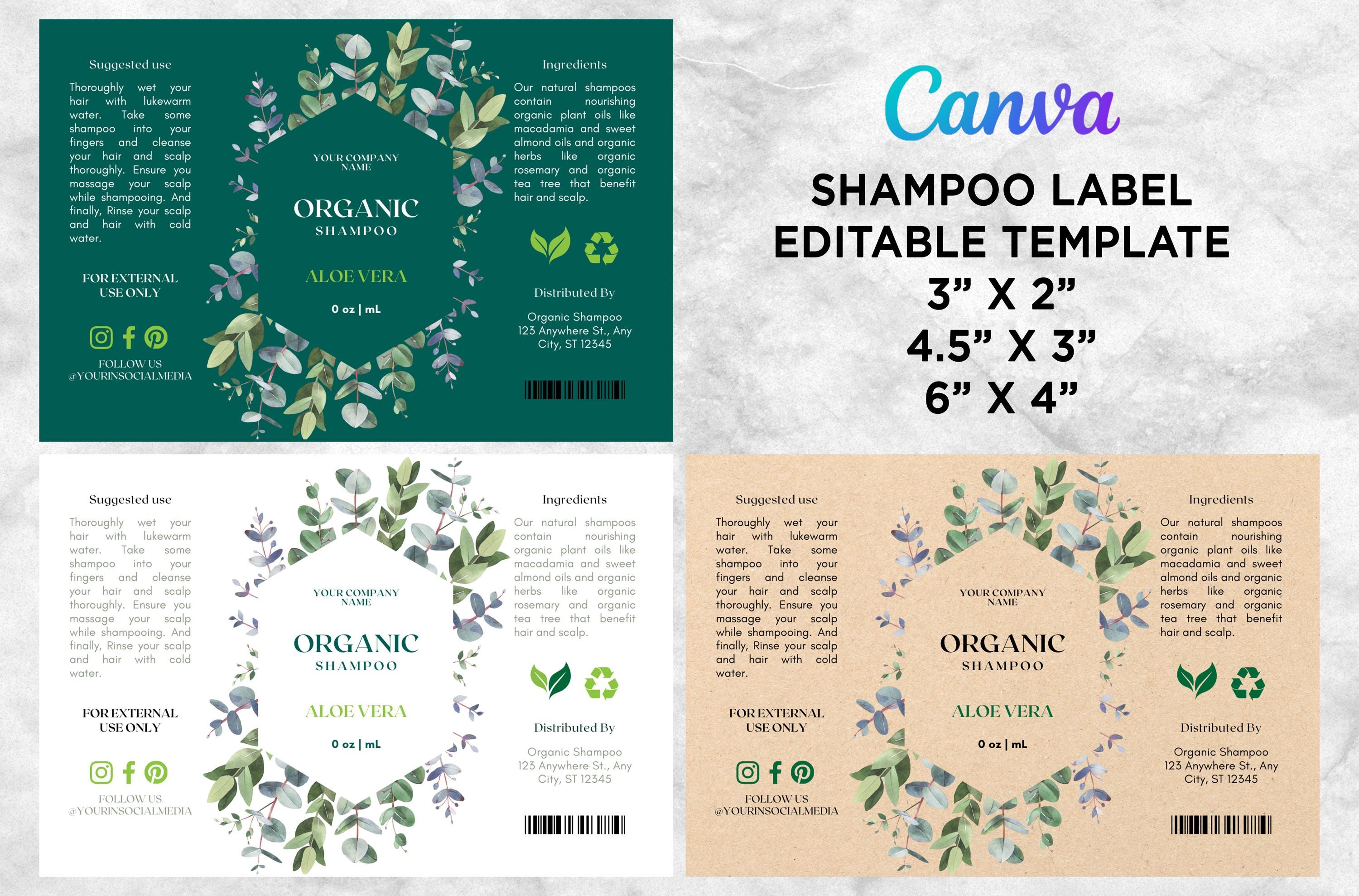 Organic Shampoo Template, Botanical Shampoo Bottle, Conditioner Label ...