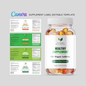 Supplement Bottle Labels, Supplement Labels, Vitamin Labels, Vegan ...