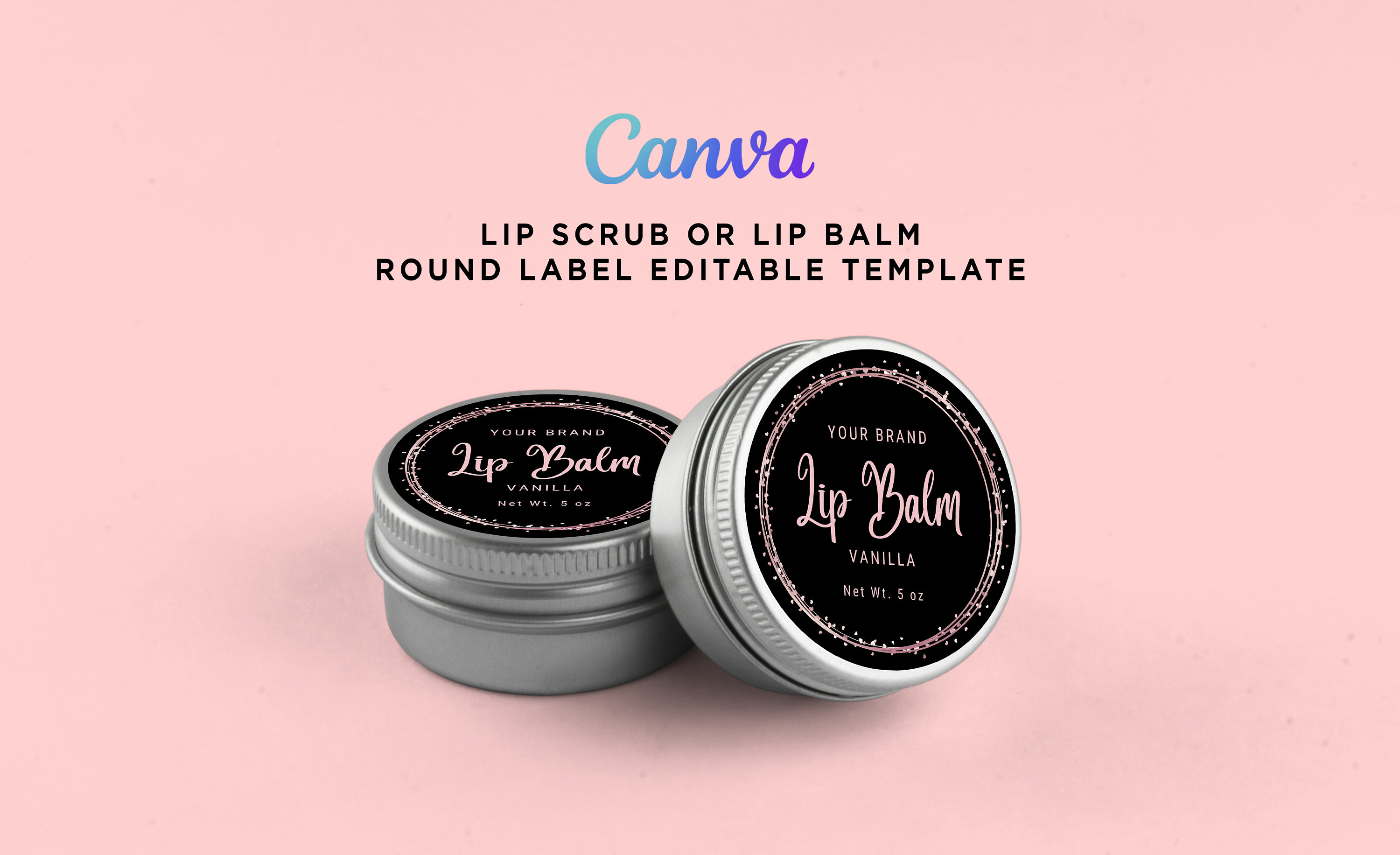 Printable Lip Balm Round Label Sticker Lip Scrub Black Label - Etsy