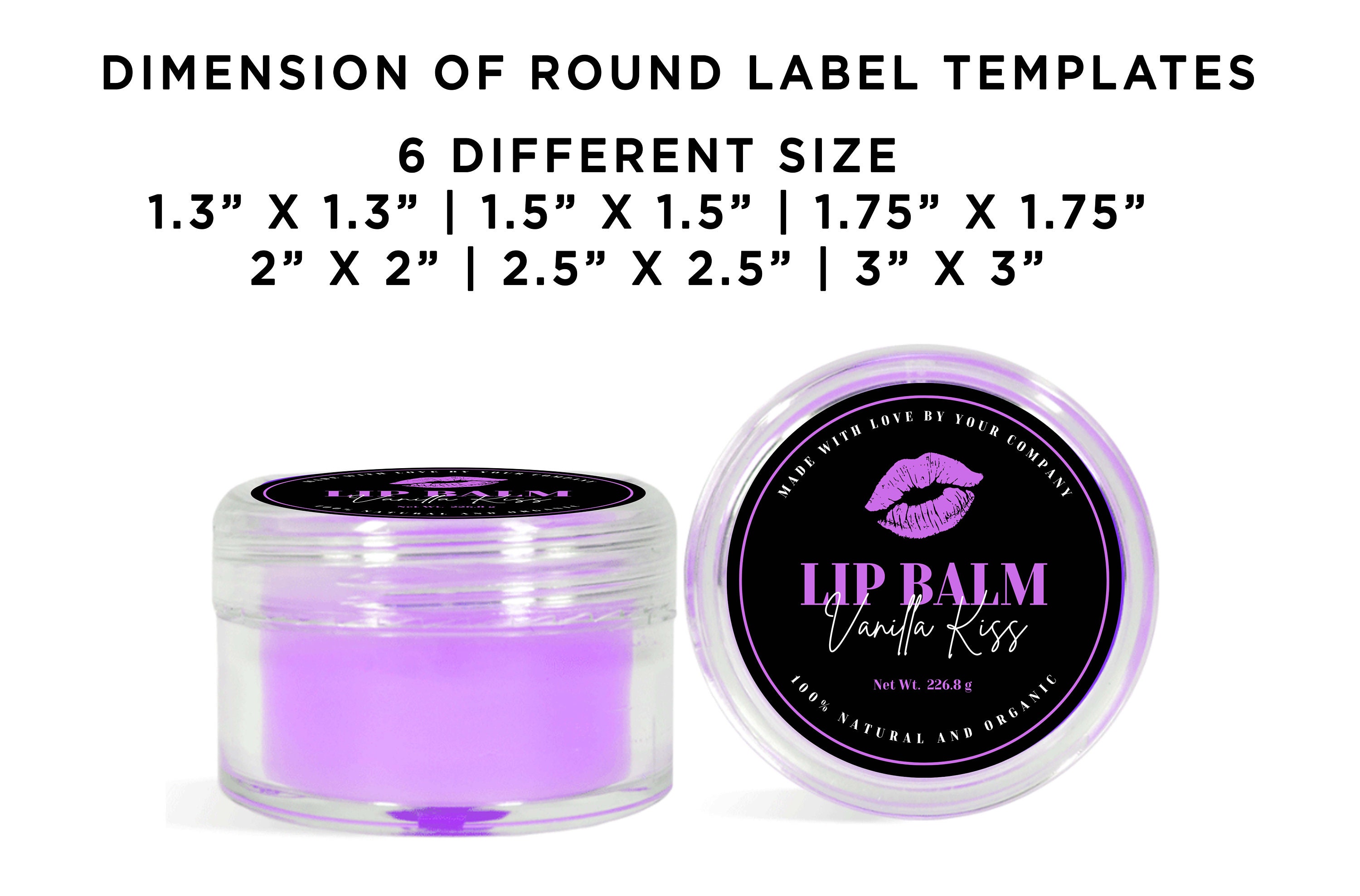 Printable Lip Balm Round Label Sticker, Lip Balm Black Label, Lip Balm ...