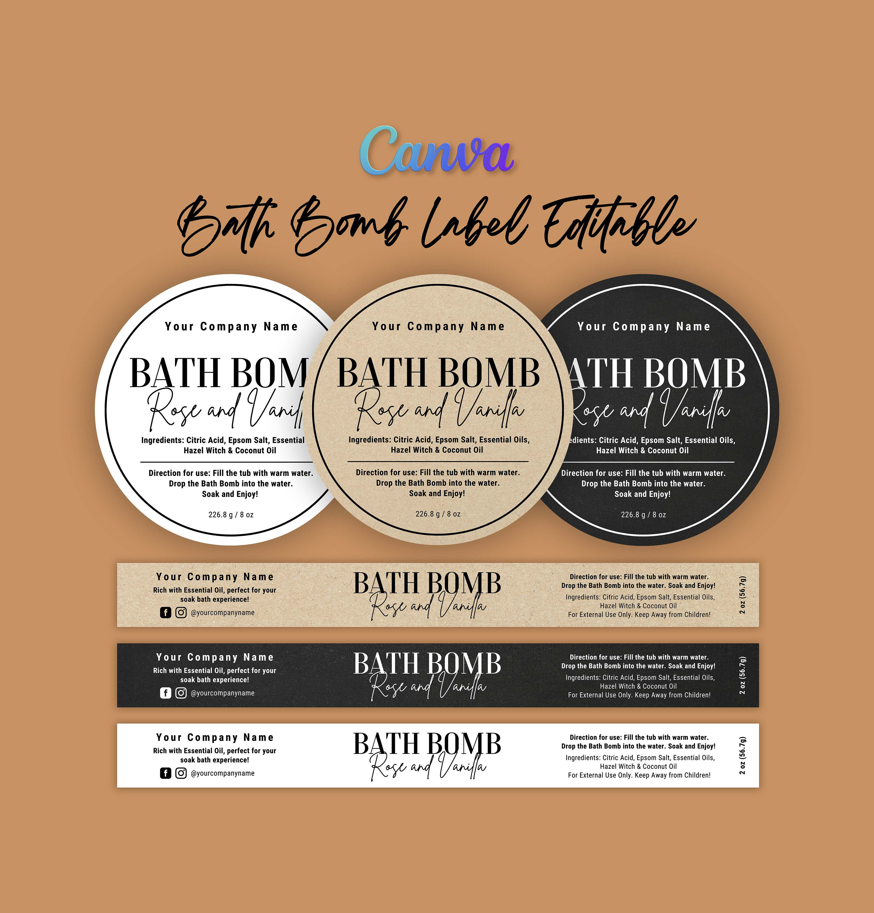 Printable Bath Bombs Design Label, Bath Bomb Belly Band Label, Bath ...