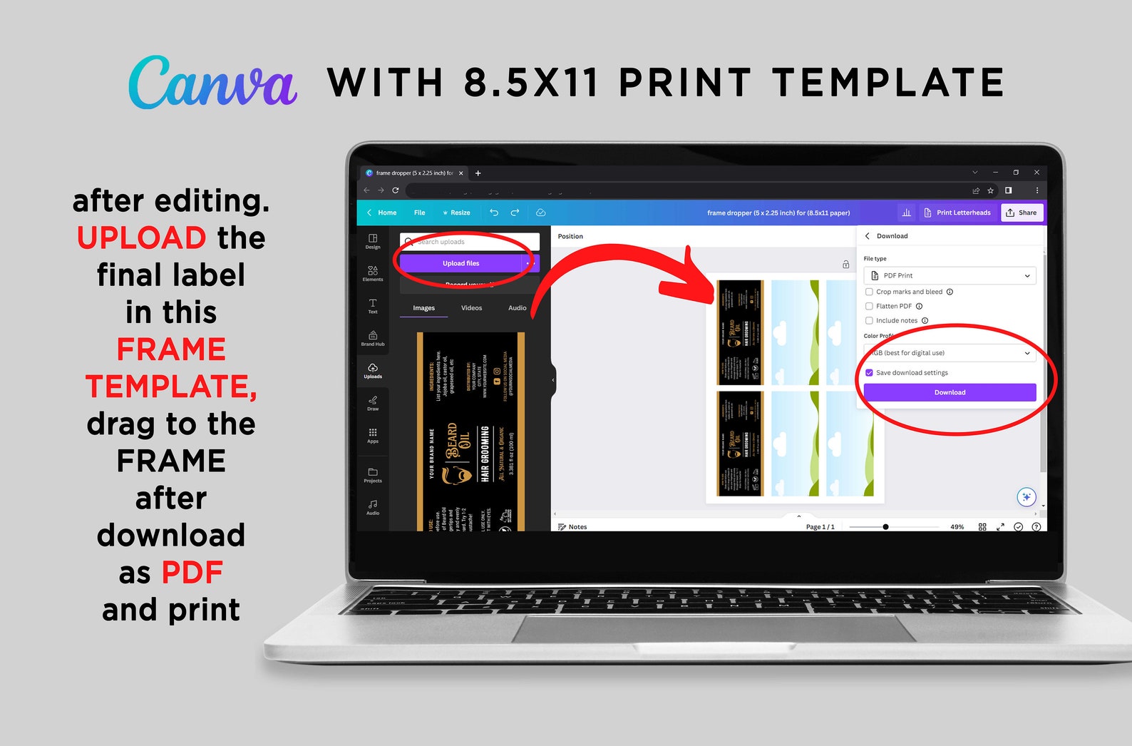 Printable Beard Oil Label Design, Men Care Label, Beard Oil Dropper ...