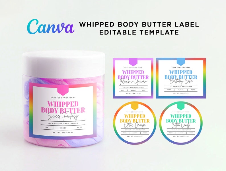 Printable Whipped Body Butter Label Rainbow Body Butter - Etsy