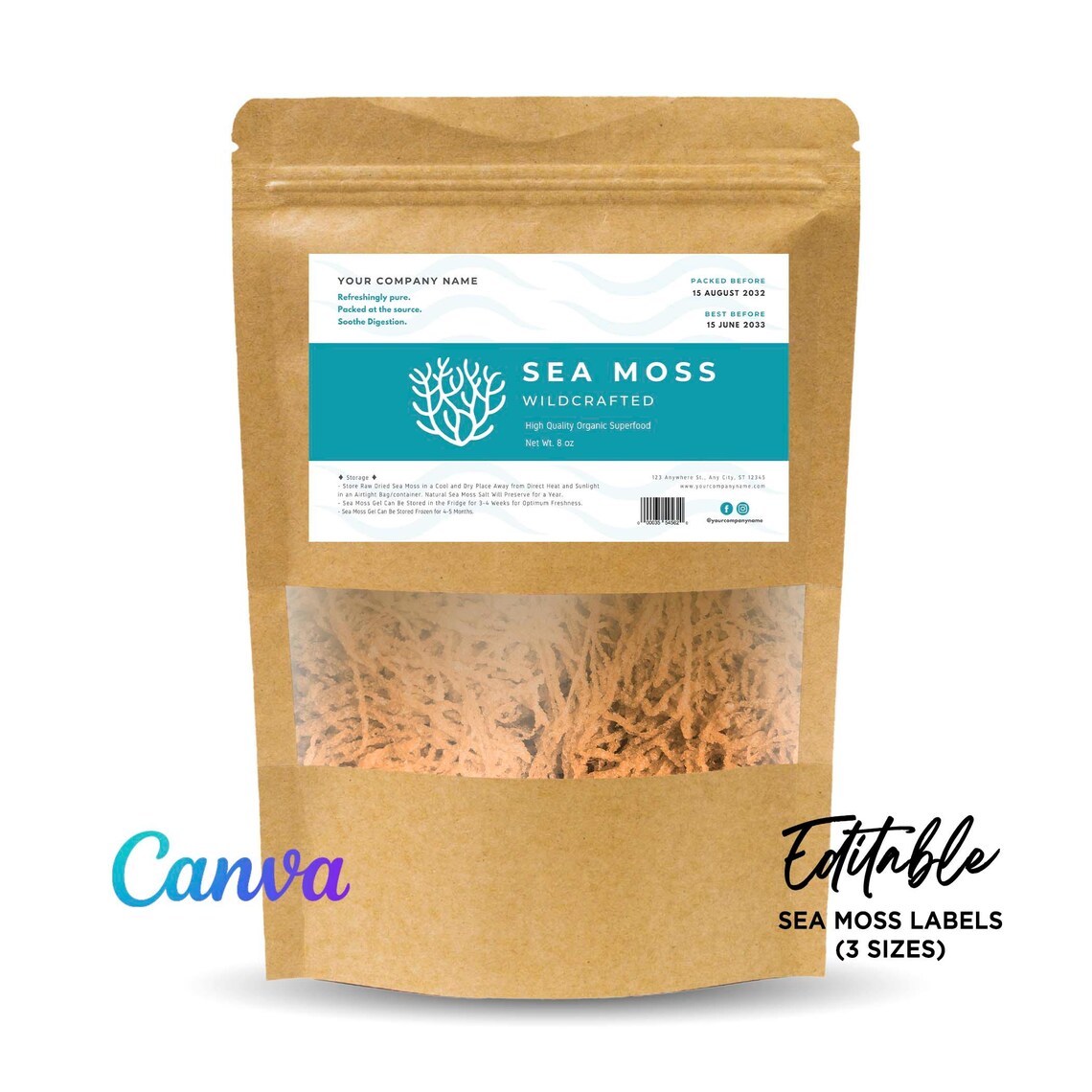 Sea Moss Label Template: Editable Canva Design (digital Download) - Etsy