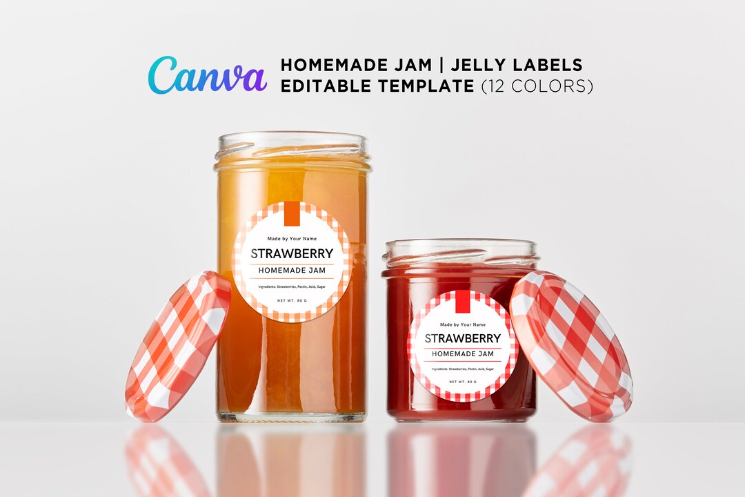 Printable Jar Sticker Labels, Strawberry Jam Labels, Jelly Labels ...