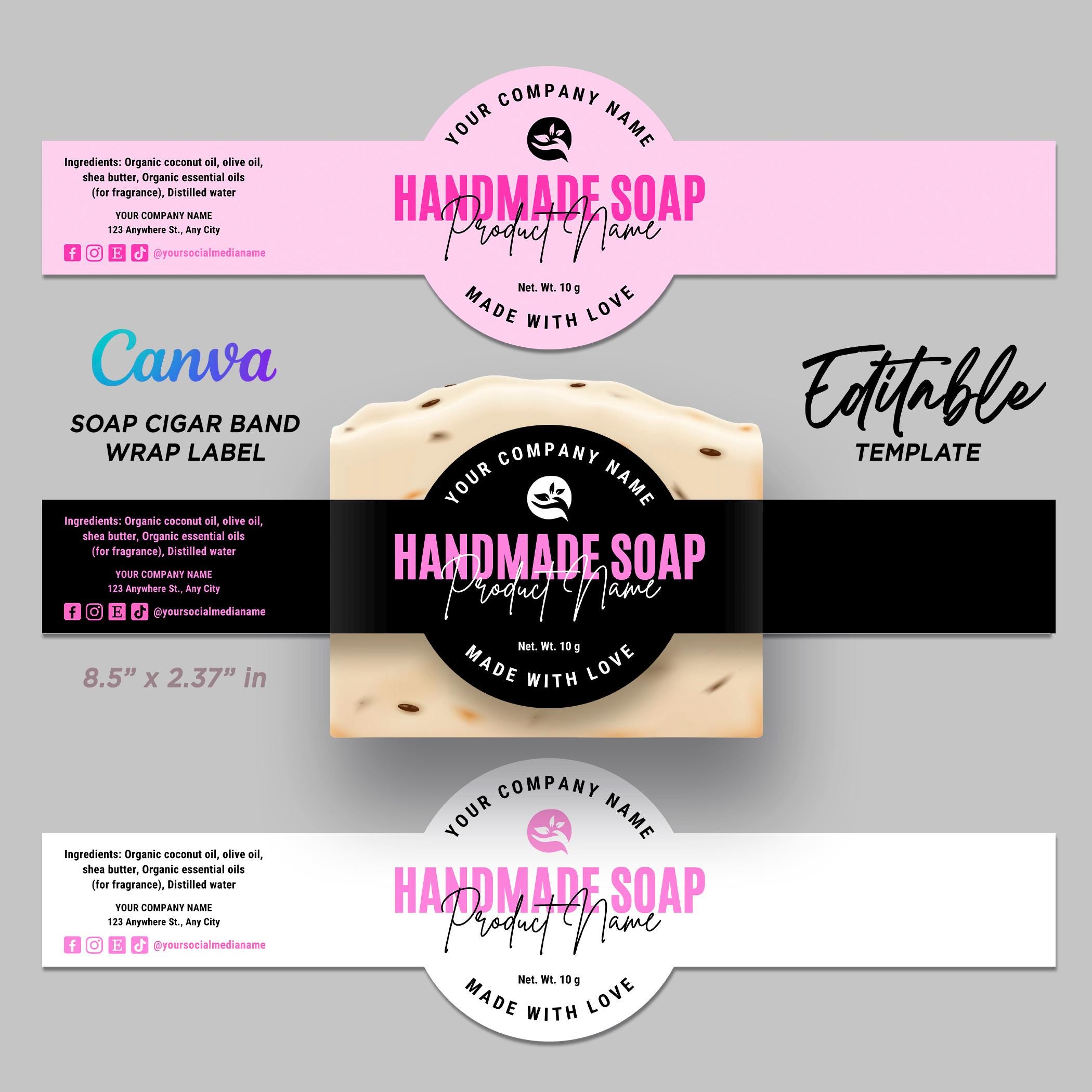Editable Soap Label Template Canva, Soap Cigar Band Wrap Label,, Goat's ...
