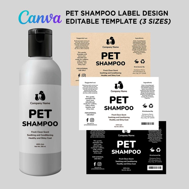 Editable Pet Shampoo Label Template: DIY Dog & Cat Grooming (canva ...