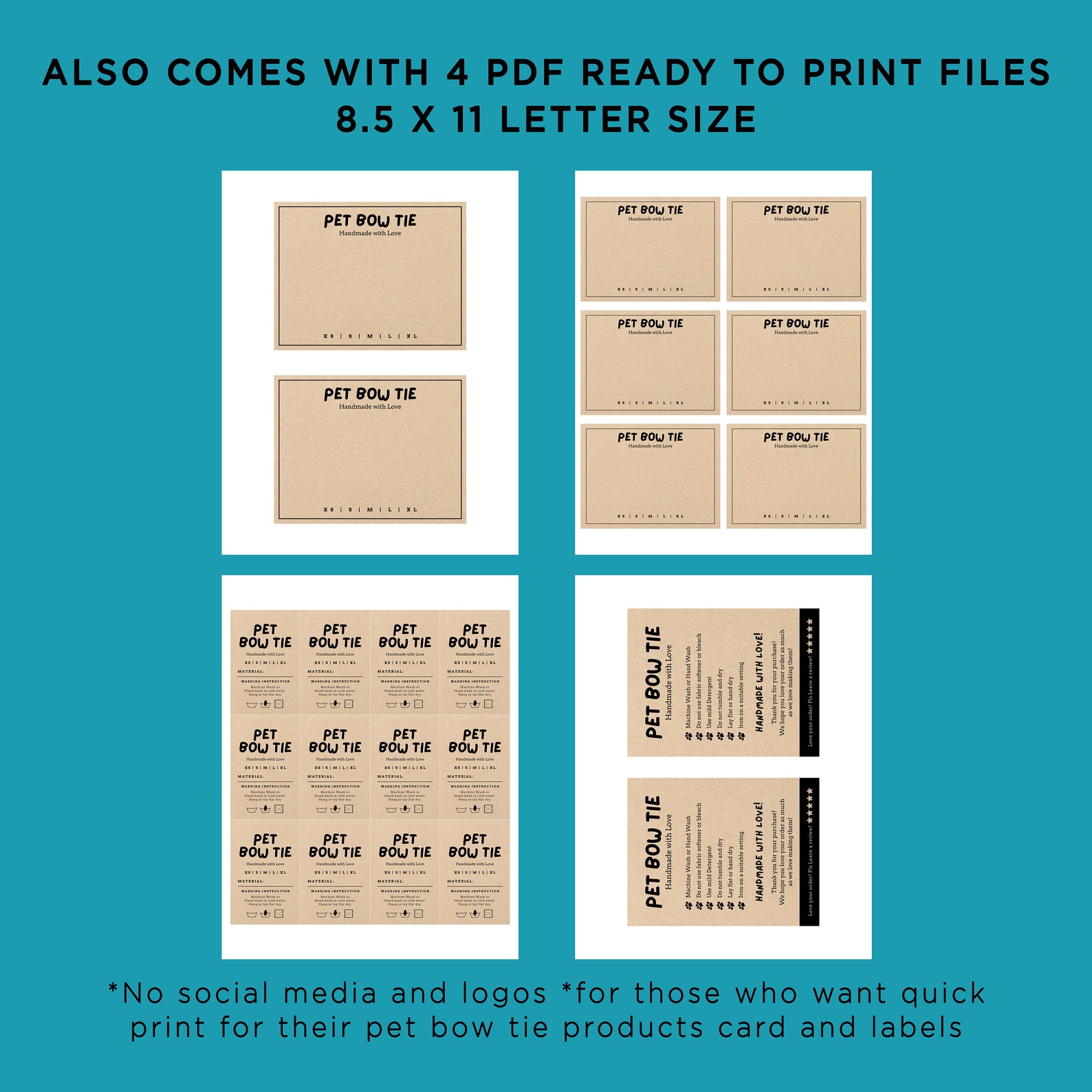 Printable Pet Bow Card Labels, Pet Bow Tie Business Card, Dog Bow Tie ...