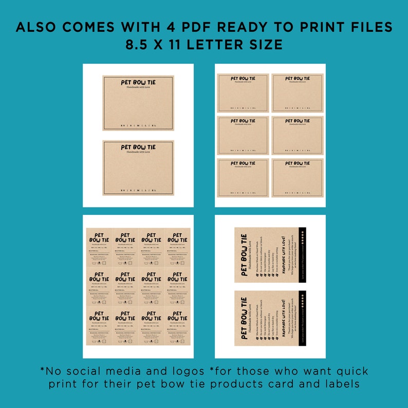 Printable Pet Bow Card Labels Pet Bow Tie Business Card Dog - Etsy