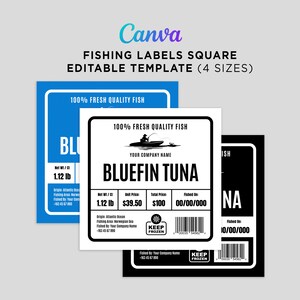 Seafood Price Tag Label Template: Editable Fish Packaging Design (canva ...