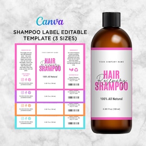 Bottle Shampoo Label Template Canva, DIY Shampoo and Conditioner Label ...