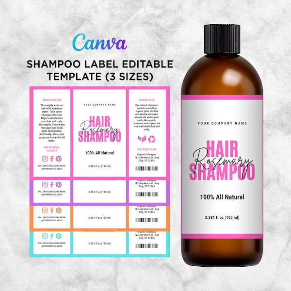 Hair Shampoo Label Design - Etsy