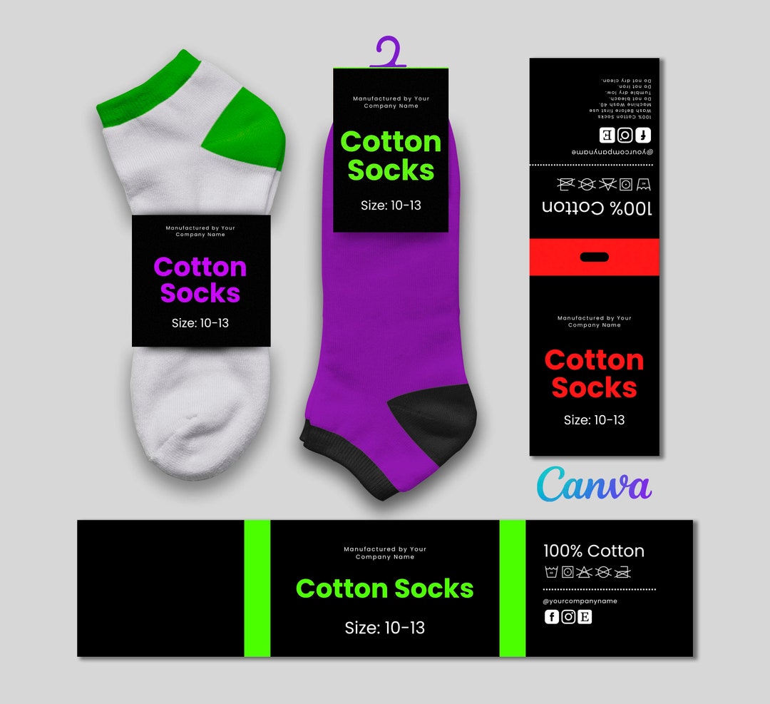 Socks Label Template, Personalized Socks, Printable Socks Label, Socks ...
