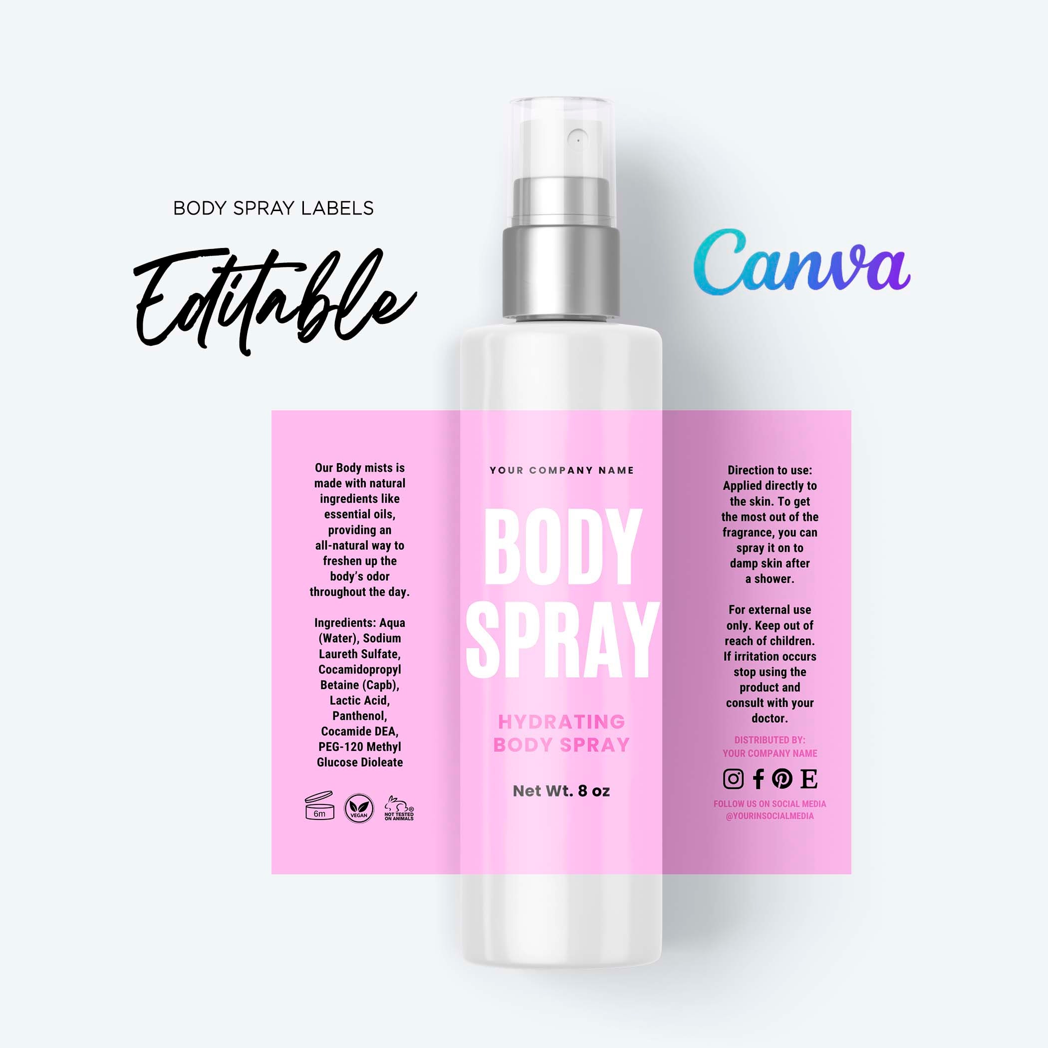Body Spray Labels, Body Mist Labels, Body Perfume Labels, Hydrating ...