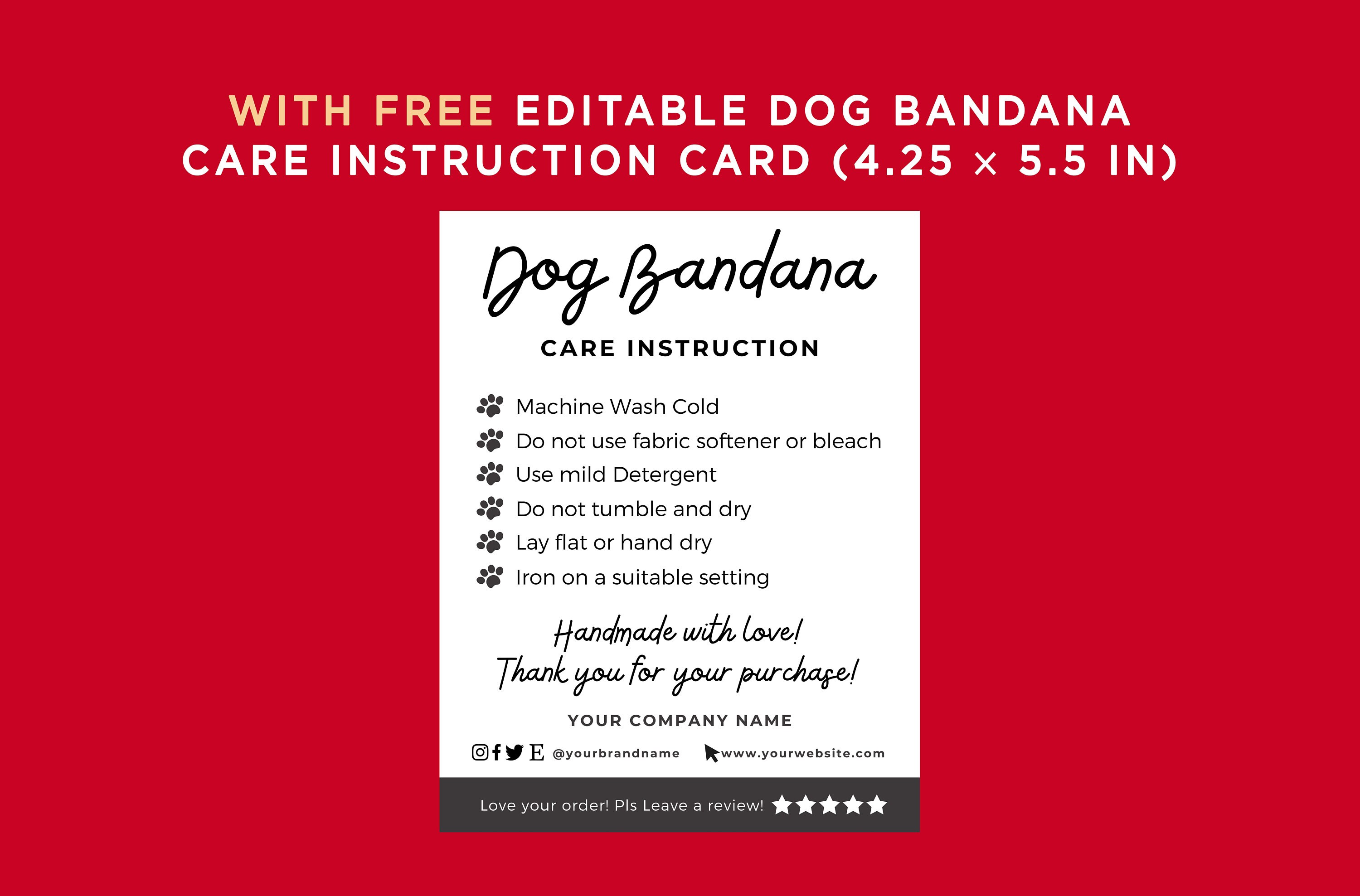 Printable Dog Bandana Label Template DIY Pet Bandana Hang - Etsy Australia