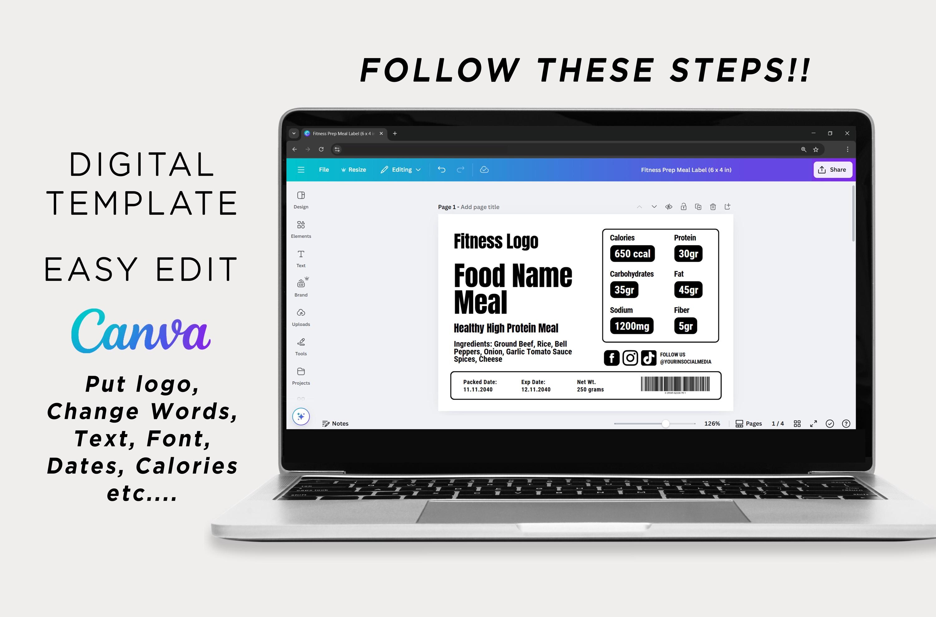 Meal Container Labels, Fitness Meal Labels, Healthy Meal Labels ...