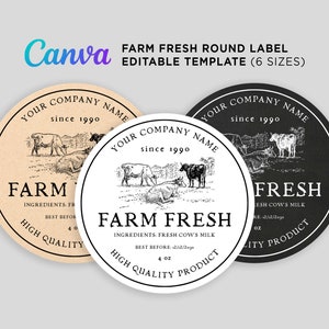 Farm Fresh Labels, Farm Template, Cow Printables, Farm Labels, Fresh ...