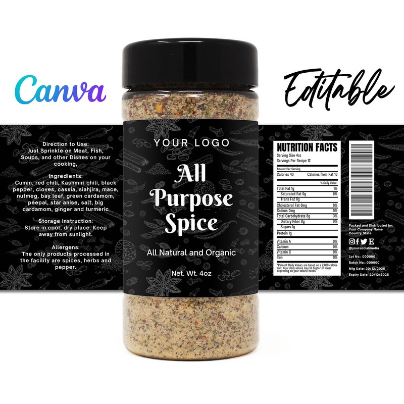 Spice Label - Etsy