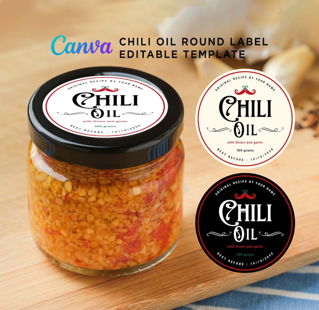 Chili Oil Label, Chili Garlic Label, Homemade Product Label, Chili Oil ...