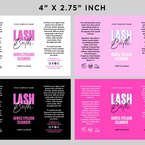 Lash Bath Labels, Lash Shampoo Labels, Lash Labels, Lash Cleanser ...