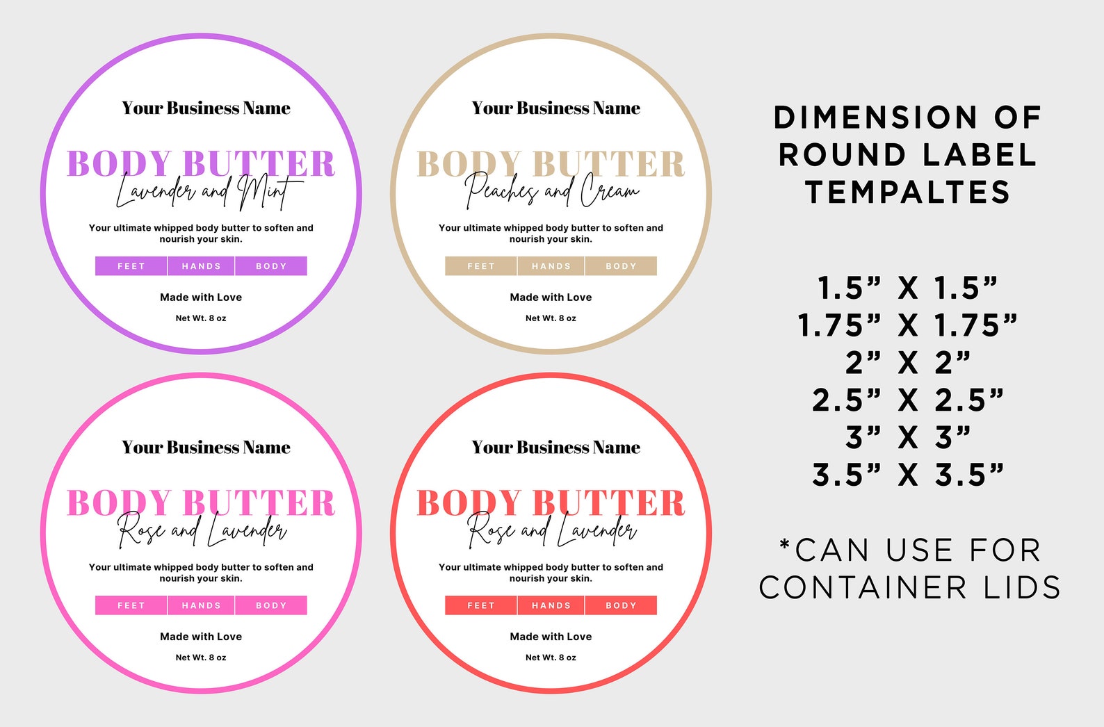 Printable Whipped Body Butter Label for Low Profile Jars - Etsy