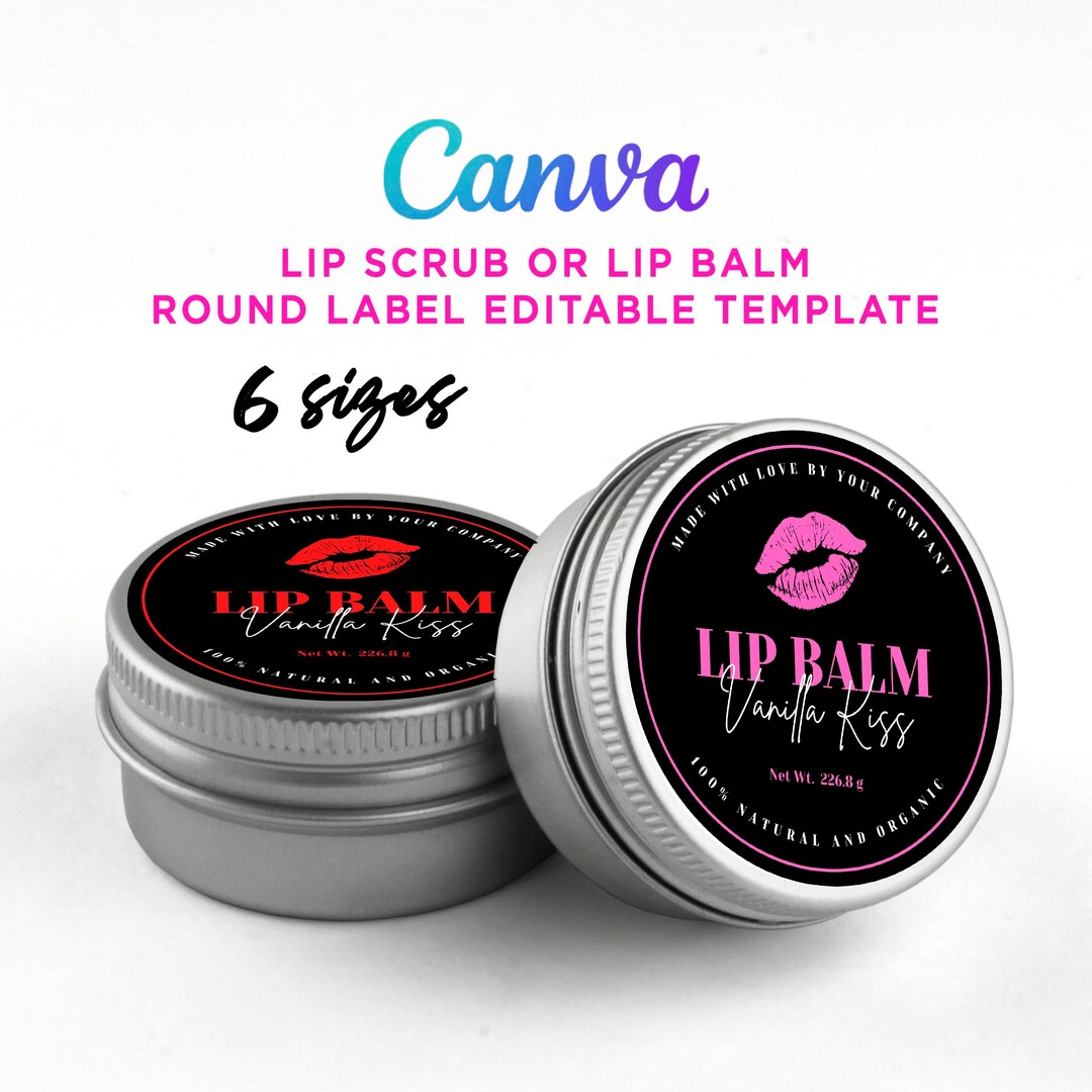 Printable Lip Balm Round Label Sticker, Lip Balm Black Label, Lip Balm ...