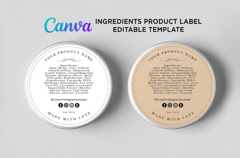Printable Product Ingredients Label Ingredients Back Circle - Etsy
