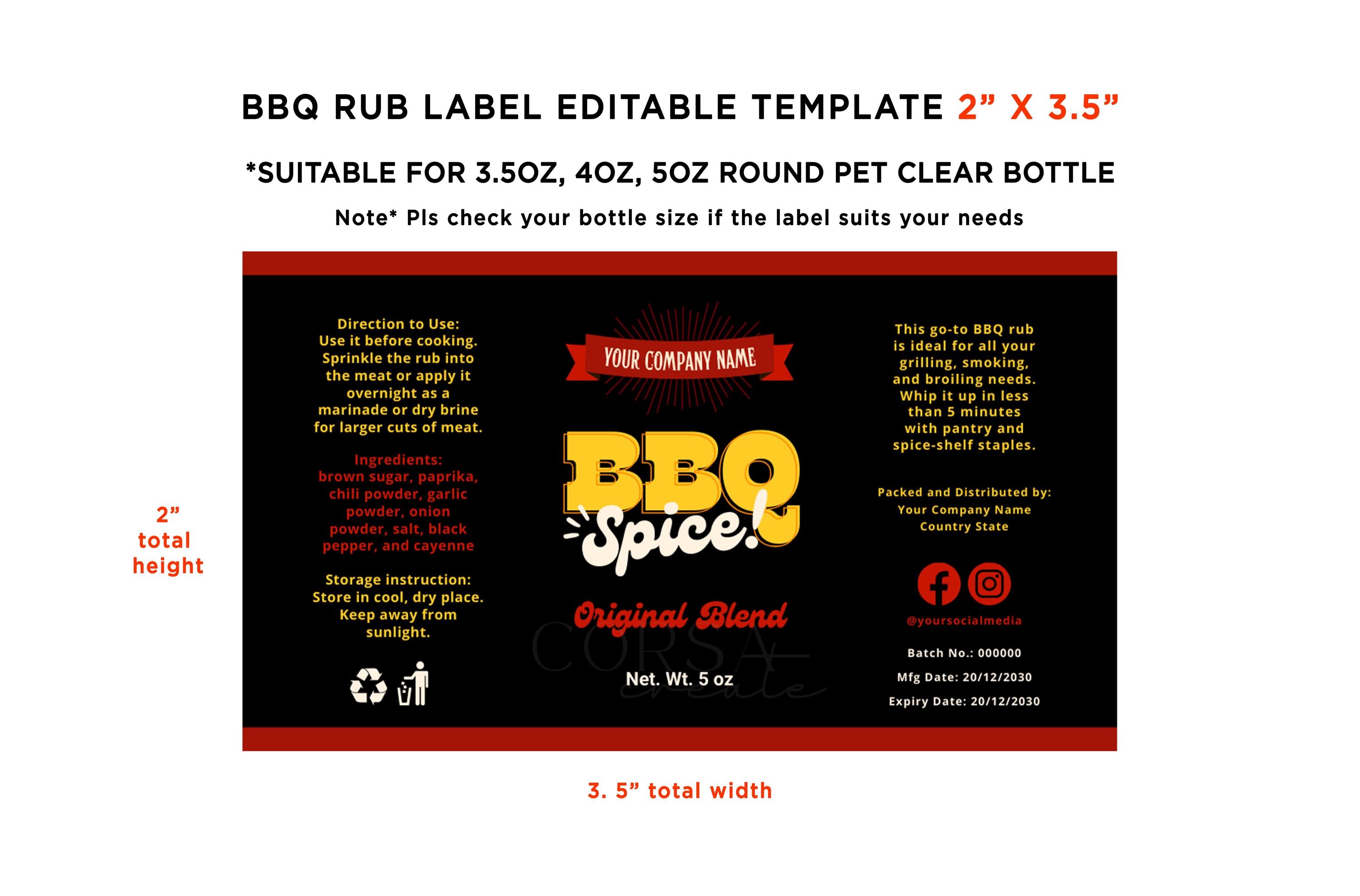 BBQ Spice, BBQ Spice Label, Barbeque Rub, BBQ Spice Jar, Barbeque Spice ...