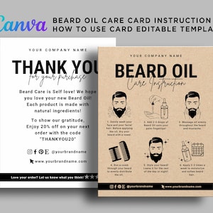 Beard Oil Care Card, Beard Oil Application Guide, Beard Care Gift Set ...