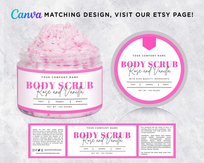 Body Scrub Instruction Guide, Bath Scrub Care Card, How to Use Body ...