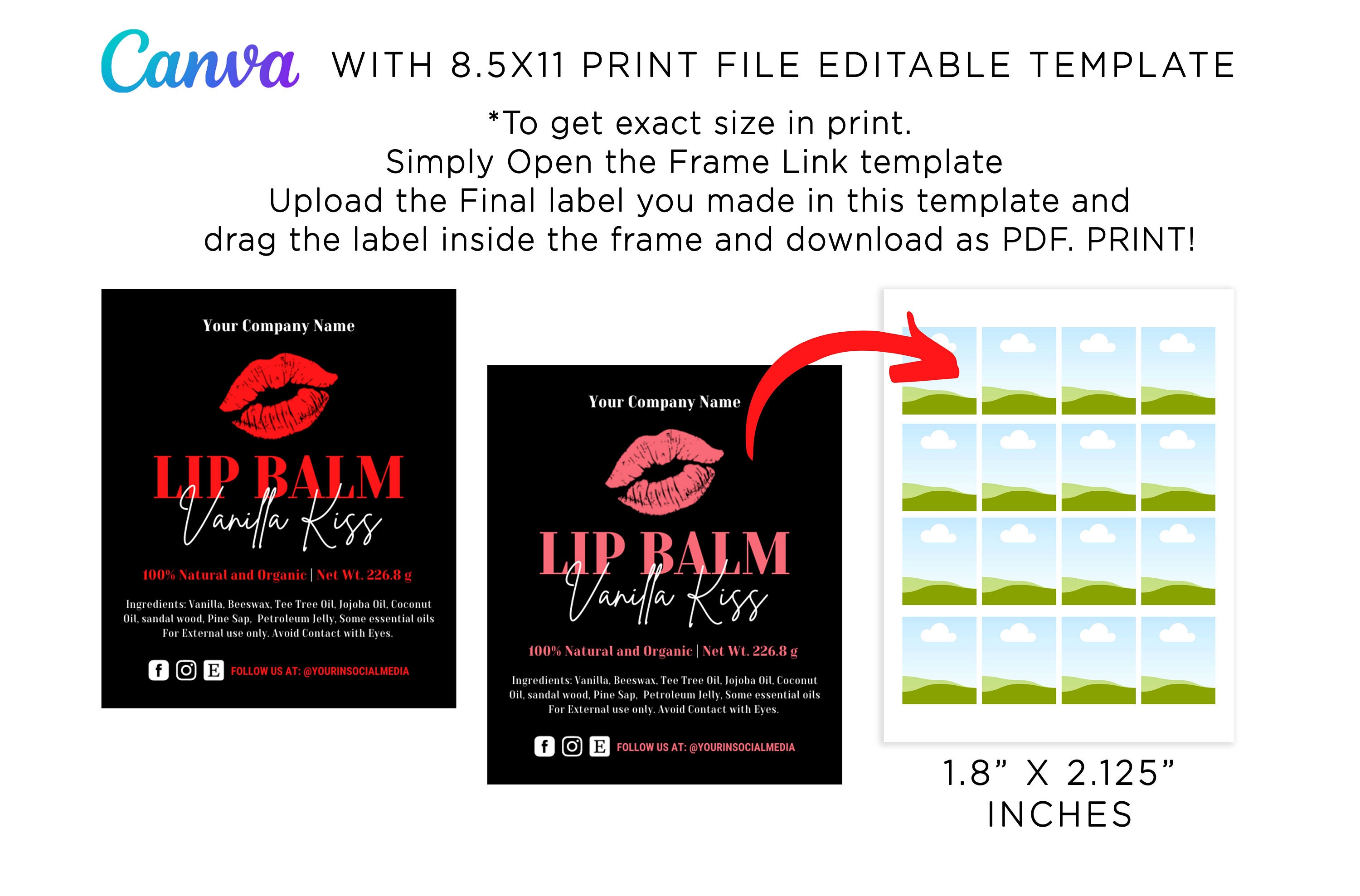 Lip Balm Wrap Label Sticker, Lip Chapstick Labels, Lip Balm Black Label ...