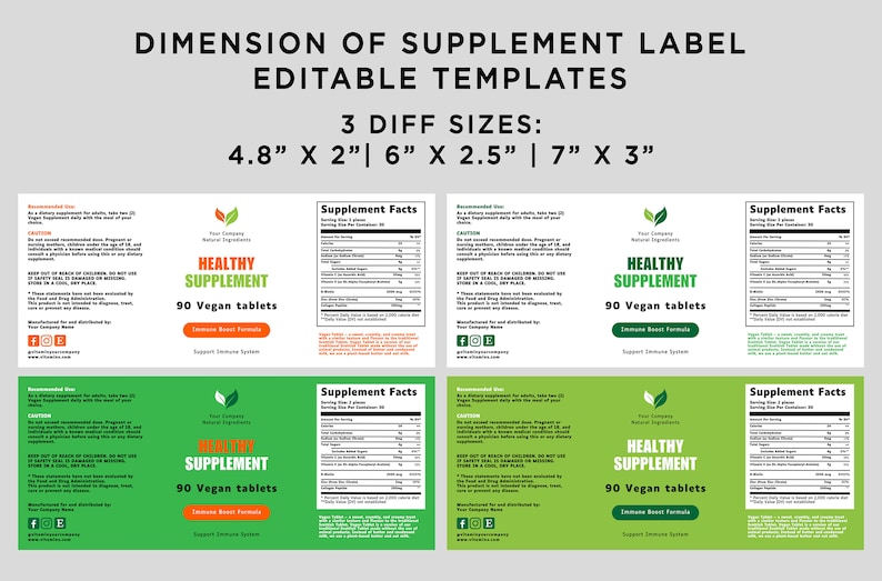 Supplement Bottle Labels, Supplement Labels, Vitamin Labels, Vegan ...