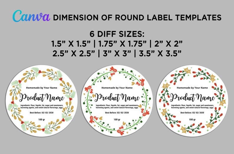 Editable Christmas Round Label Template in Canva, Festival Tags ...
