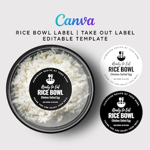 Printable Rice Bowl Label, Food Packaging Label, Take-out Label, Take ...