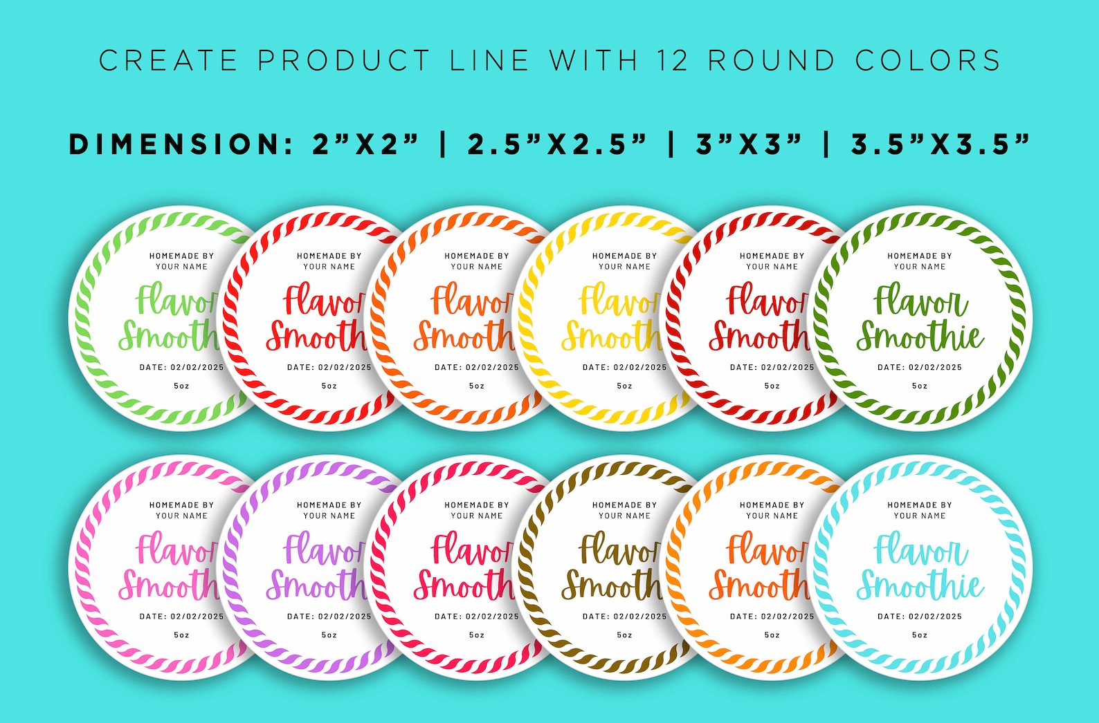 Printable Round Label for Smoothie Flavor, Fruit Juice Label, Juice ...