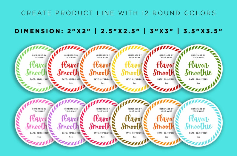 Printable Round Label for Smoothie Flavor Fruit Juice Label - Etsy