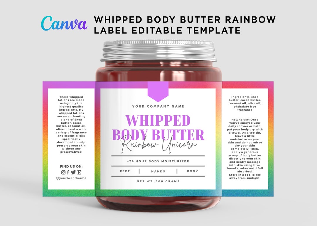 Whipped Body Butter Wrap Labels Whipped Body Butter Sticker - Etsy