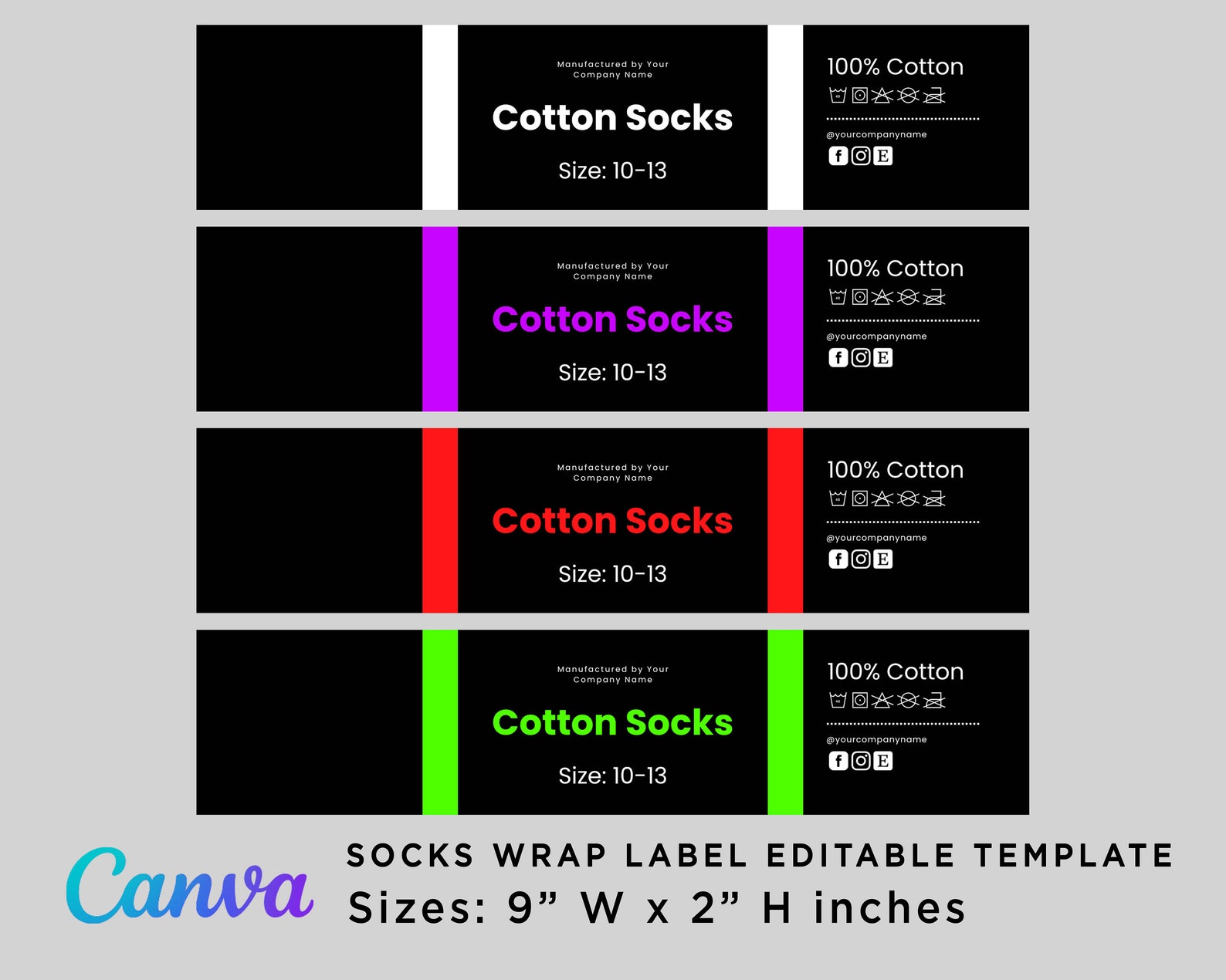 Socks Label Template, Personalized Socks, Printable Socks Label, Socks ...