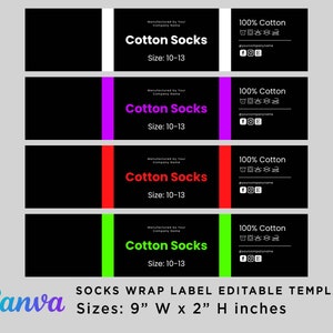 Socks Label Template, Personalized Socks, Printable Socks Label, Socks ...