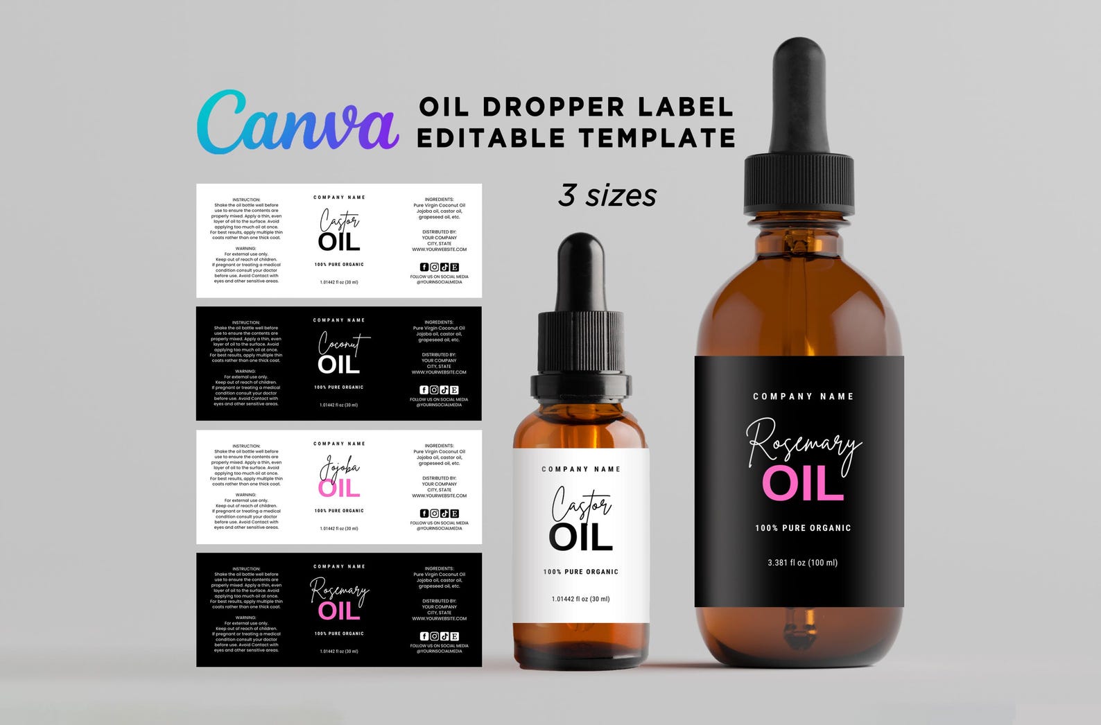 Editable Oil Dropper Label Template, Canva Tincture Label, DIY ...