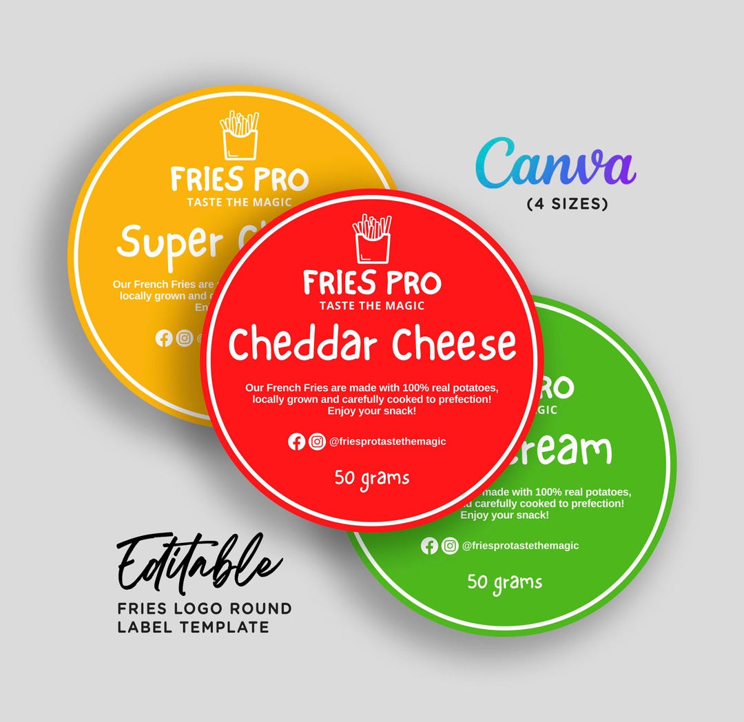 Customizable Fries Label Template: Editable French Fry Box Logo (canva ...