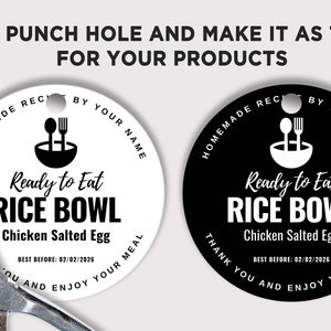 Printable Rice Bowl Label, Food Packaging Label, Take-out Label, Take ...
