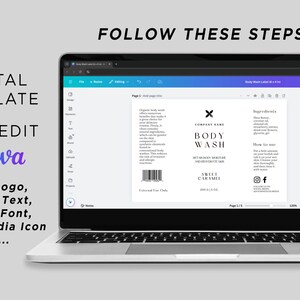 Body Wash Label Template: Editable Skincare Dispenser Design (canva) - Etsy