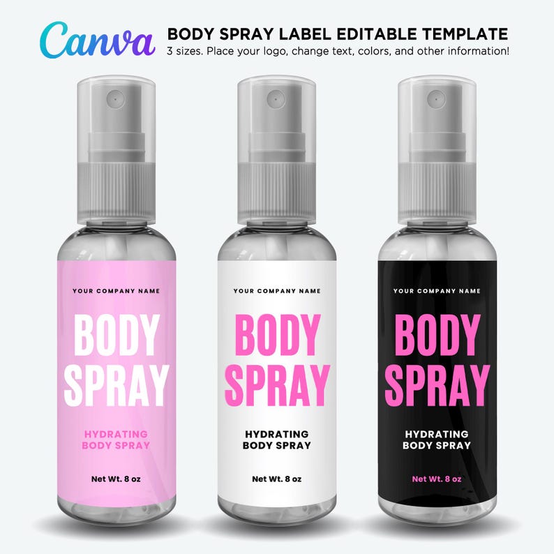 Body Spray Labels, Body Mist Labels, Body Perfume Labels, Hydrating ...