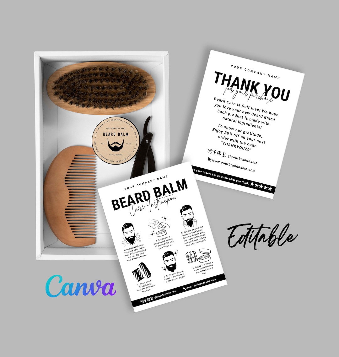 Printable Beard Balm Care Card, How to Use Beard Balm, Beard Balm ...