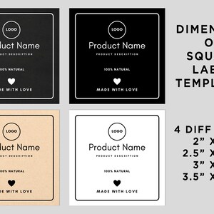 Product Labels, Square Labels, Made With Love Square Labels, Product ...