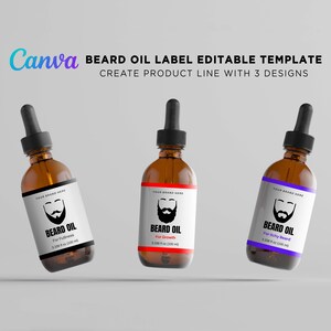 Printable Beard Oil Labels, Beard Oil Serum Bottle Dropper Label, Beard ...