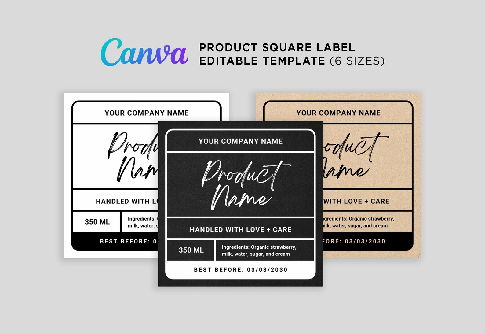 Square Labels for Homemade Products, Jar Square Labels, Product Square ...
