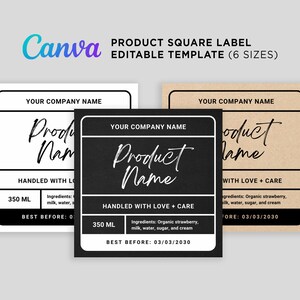 Square Labels for Homemade Products, Jar Square Labels, Product Square ...
